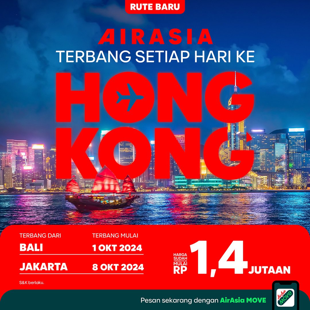 AirAsia Introduces New Direct Routes from Jakarta and Bali to Hong Kong